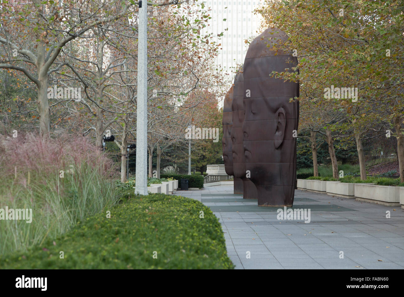 Face and head sculpture in Millennium Park, Chicago, Illinois, USA ...
