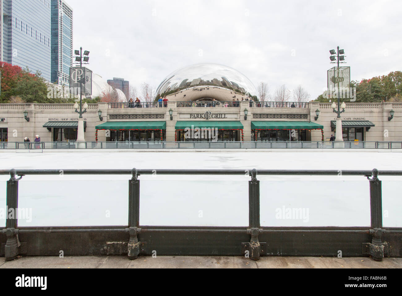 View across the ice at the McCormick Tribune Plaza & Ice Rink in ...