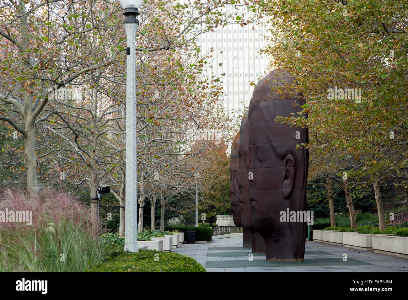 Face and head sculpture in Millennium Park, Chicago, Illinois, USA ...