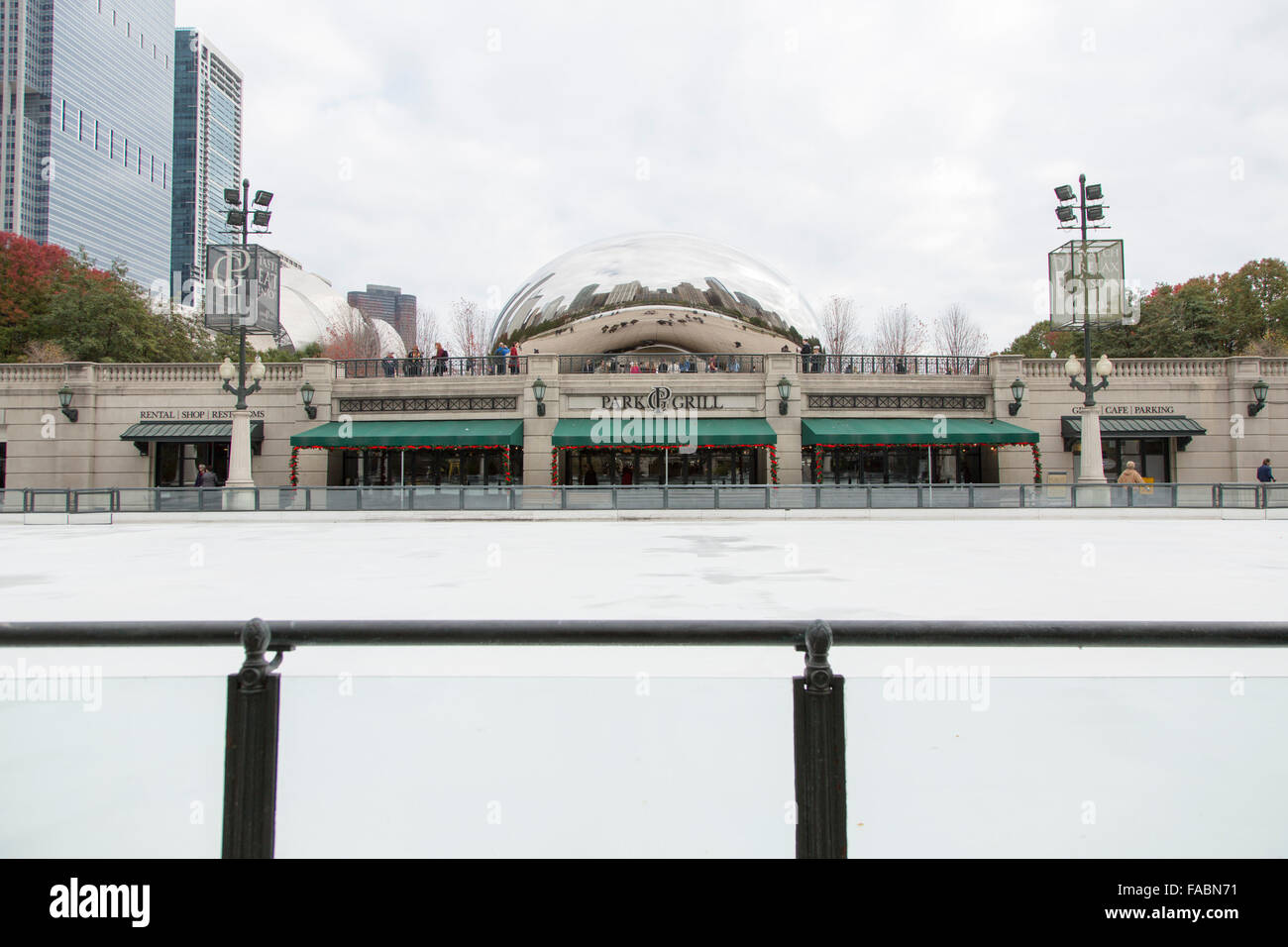 View across the ice at the McCormick Tribune Plaza & Ice Rink in ... View across the ice at the McCormick Tribune Plaza & Ice Rink in ...