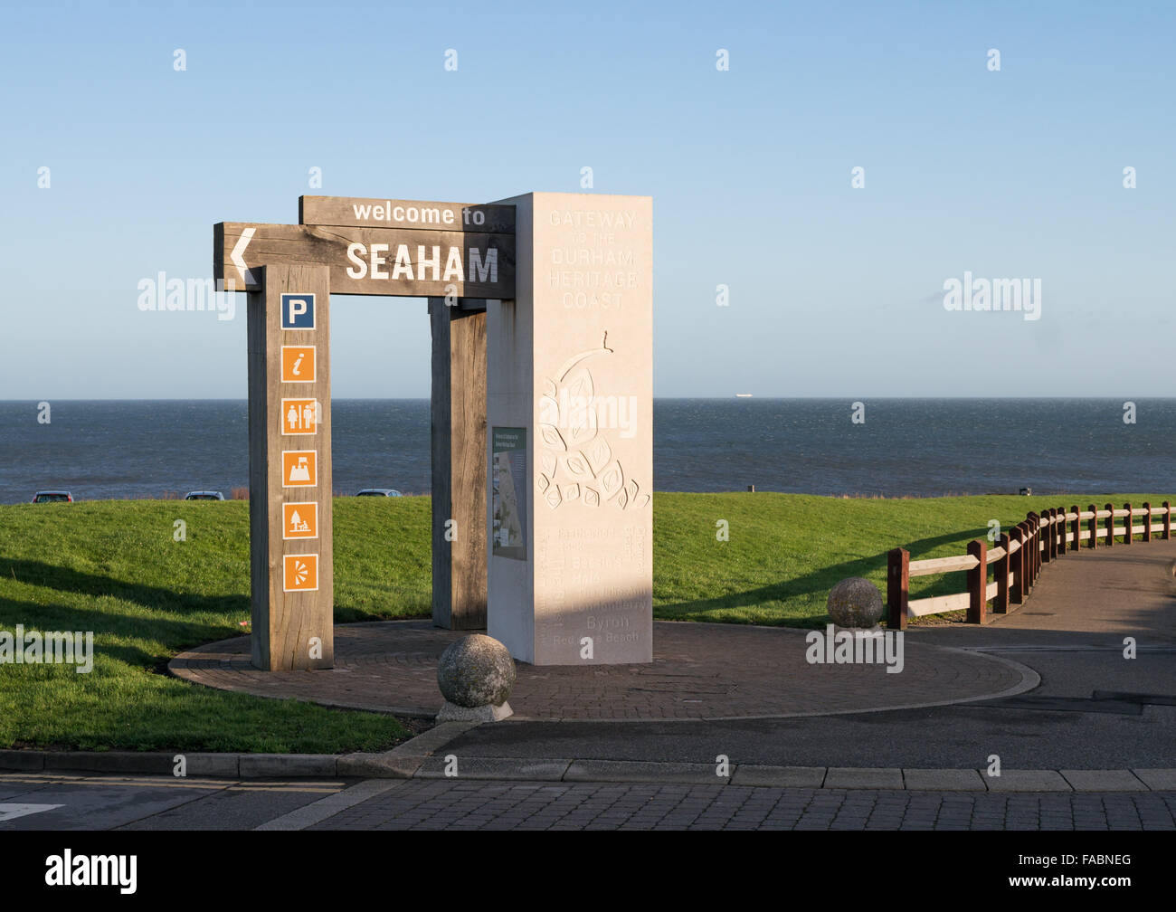 Sign Welcome to Seaham north east England, UK Stock Photo - Alamy