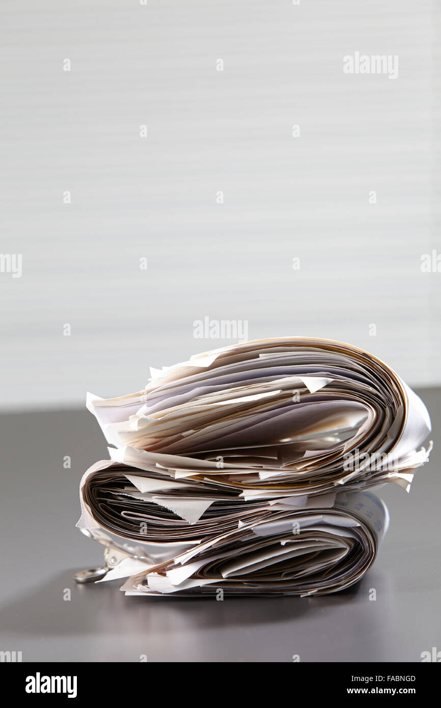 stack of the receipt on the table Stock Photo - Alamy
