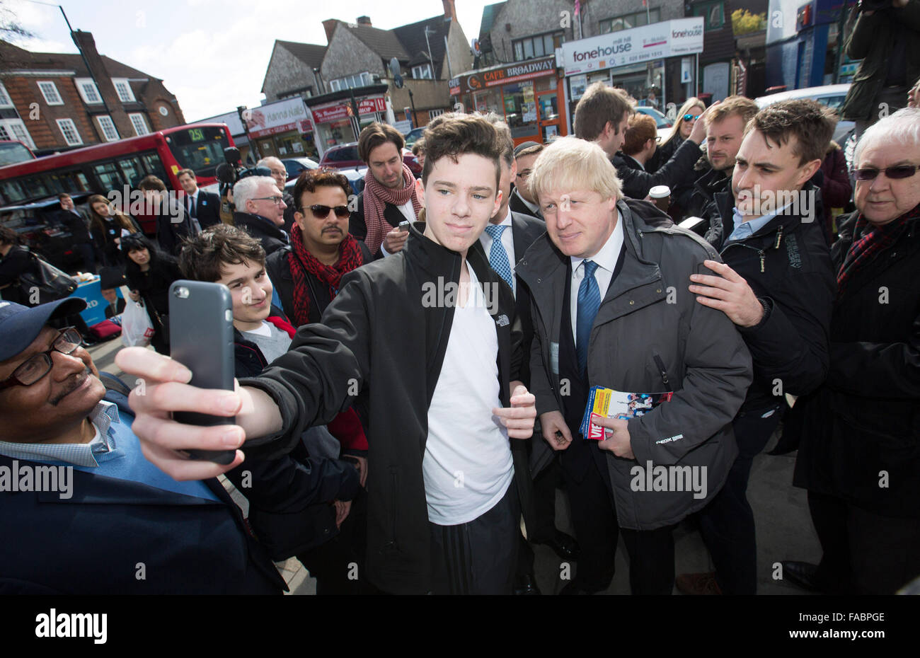 The Conservative Mayor of London Boris Johnson campaigns in north ...