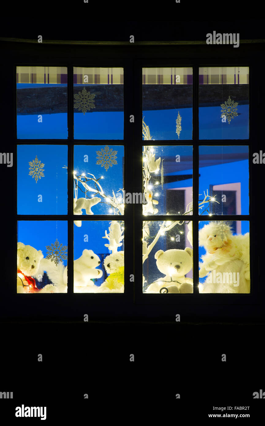 Festive Christmas house window display. Three wise men silhouette ...