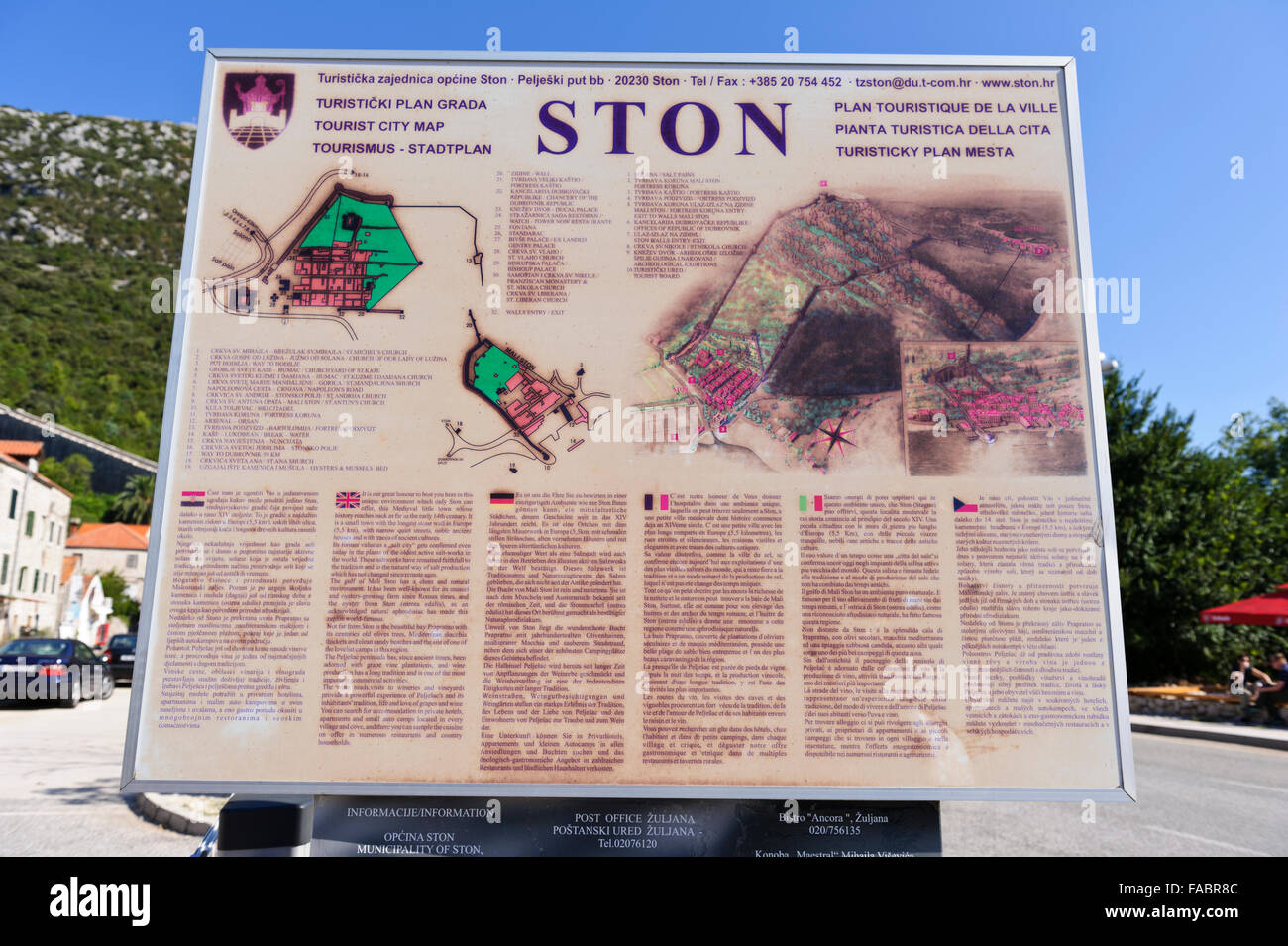A map of the village of Ston which has a fortified perimeter walls ...