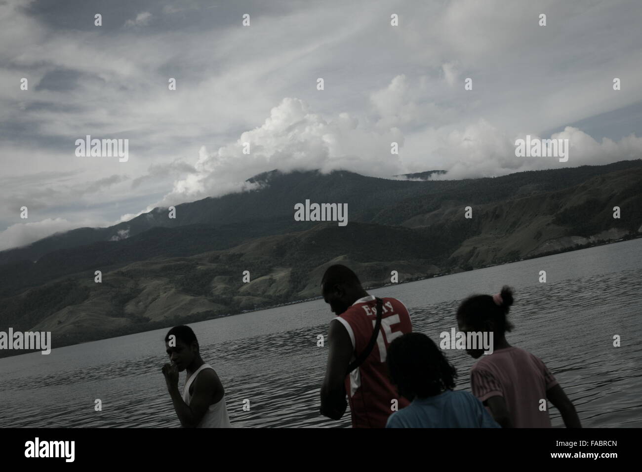 Papua, Indonesia. 24th May, 2015. Hills overlooking the famous lake Sentani river just outside ...