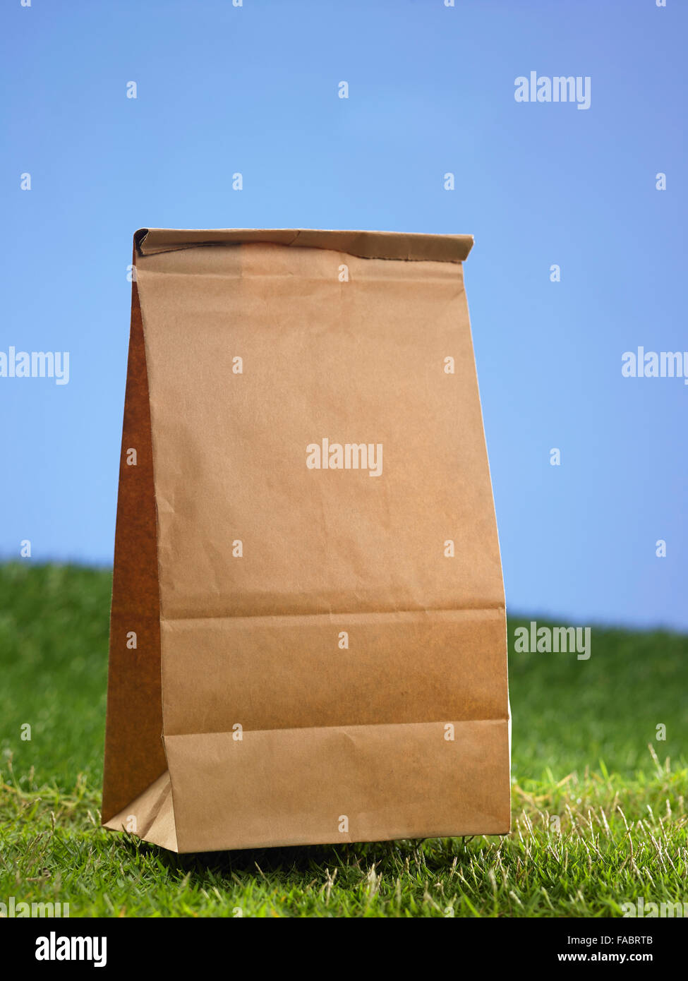 brown paper bag on the grass Stock Photo - Alamy