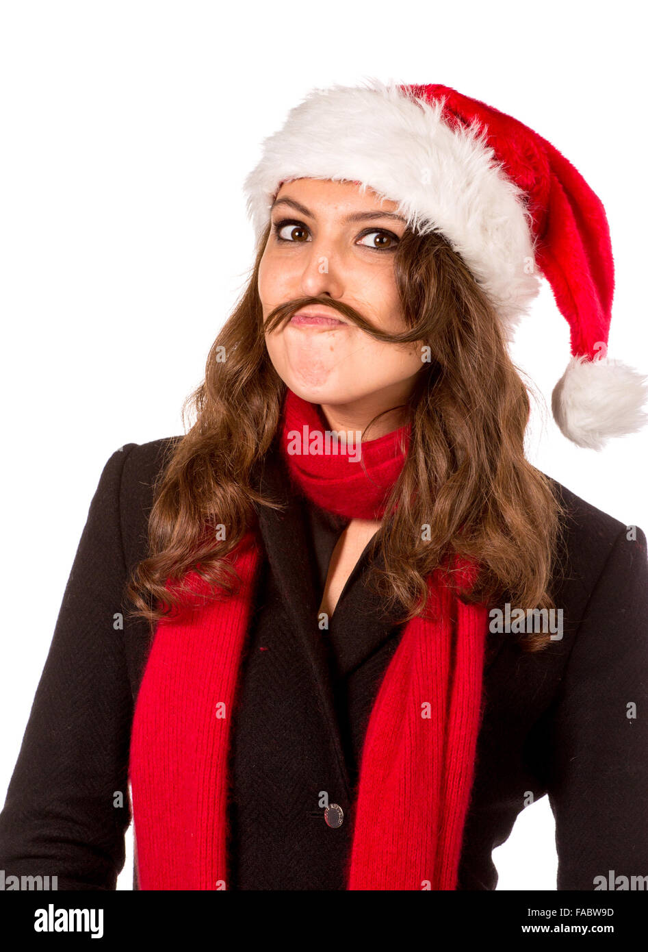 Beautiful woman with hair mustache. Isolated on white Stock Photo - Alamy