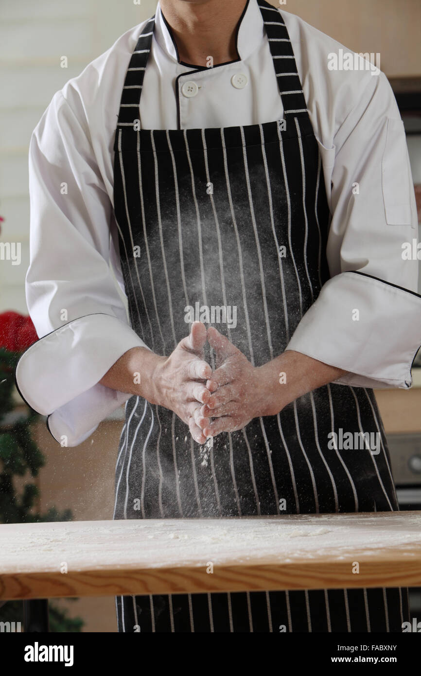 chef with flour on hands Stock Photo - Alamy