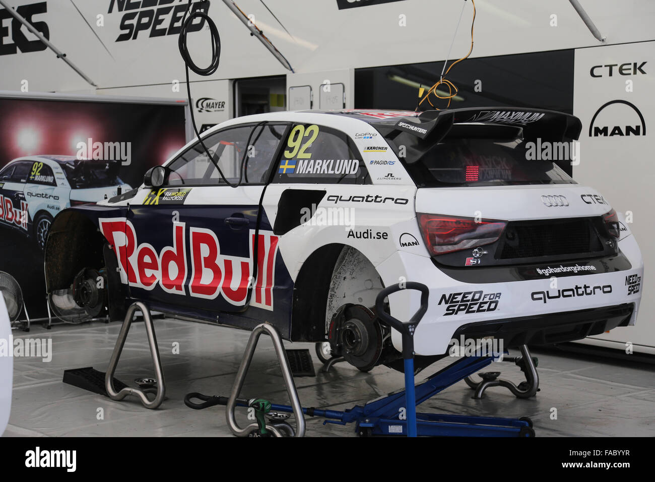 Audi S1 in EKS garage during FIA World Rallycross Championship Stock ...
