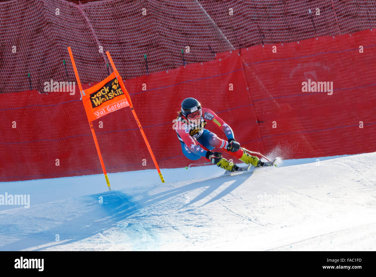 Val Gardena, Italy 19 December 2015. Bennett Bryce (Usa) competing in ...