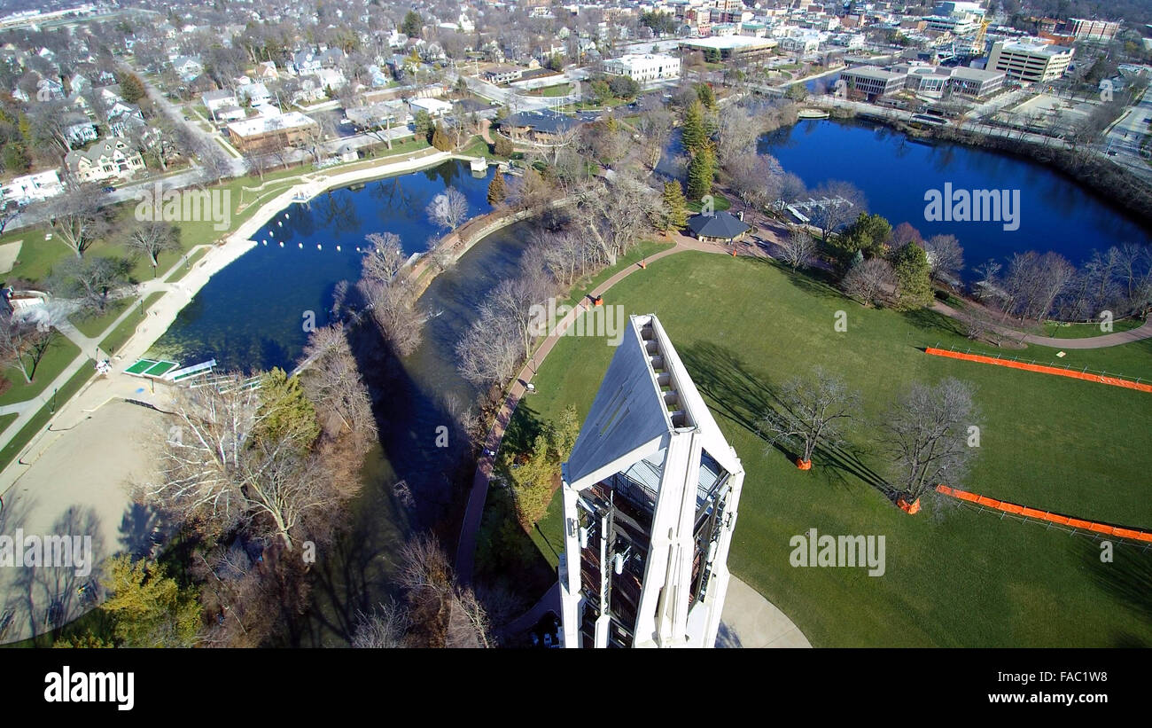 Flyover Naperville , Bird eye view. Riverwalk Stock Photo - Alamy