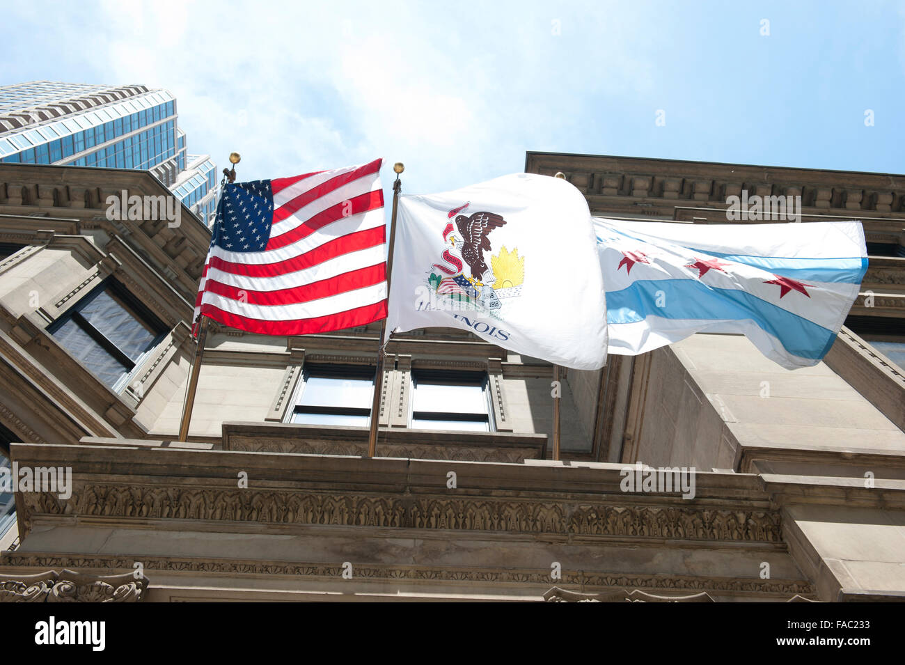 Flags on Auditorium Stock Photo - Alamy