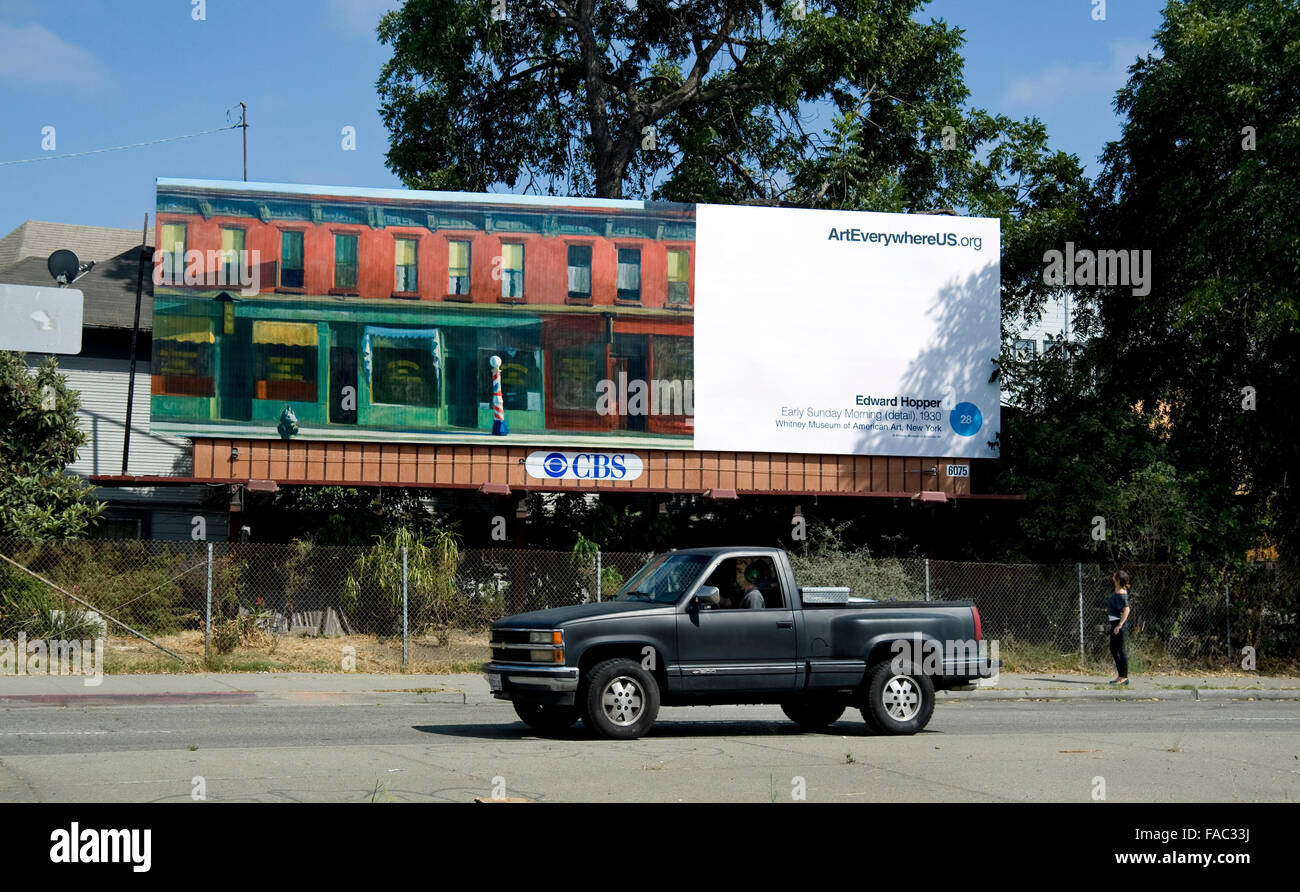 An Edward Hopper painting is reproduced on an outdoor advertising ...