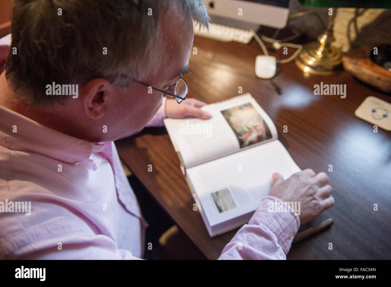 A man studies a favourite book in his study Stock Photo - Alamy