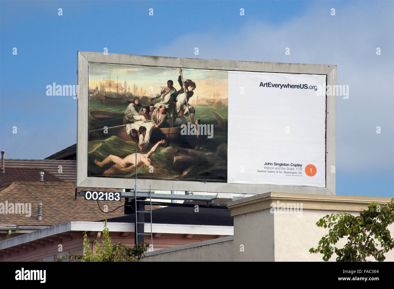A John Singleton Copley painting is reproduced on an outdoor ...