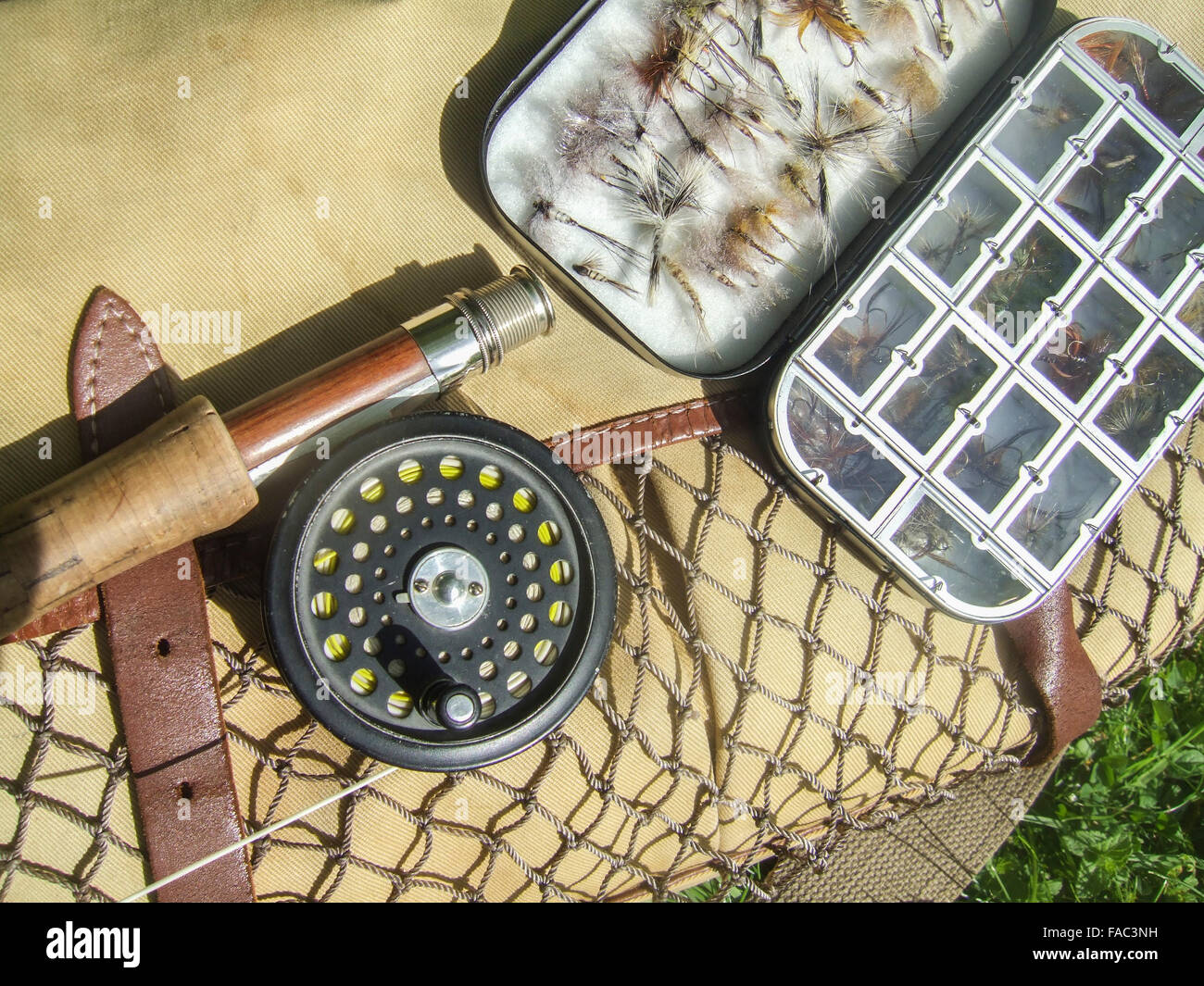 Fishing the mayfly season on an English chalkstream in the summer Stock ...