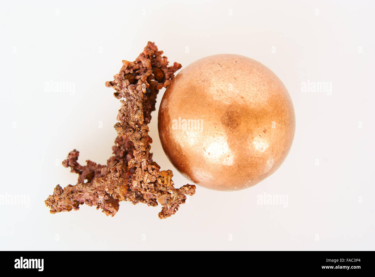 Native copper and copper ball Stock Photo - Alamy