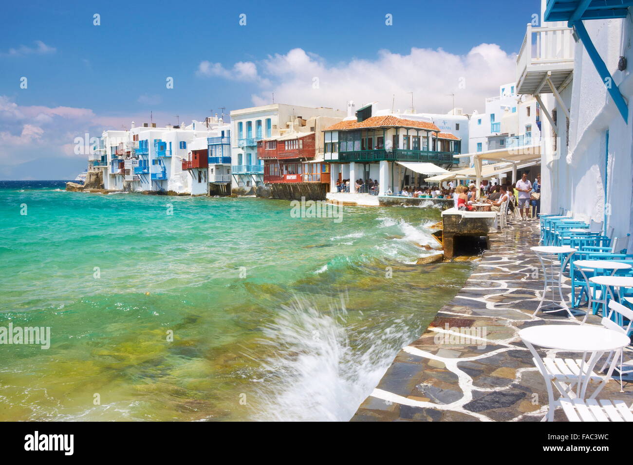 Mykonos Town (Little Venice), Mykonos Island, Cyclades, Greece Stock ...