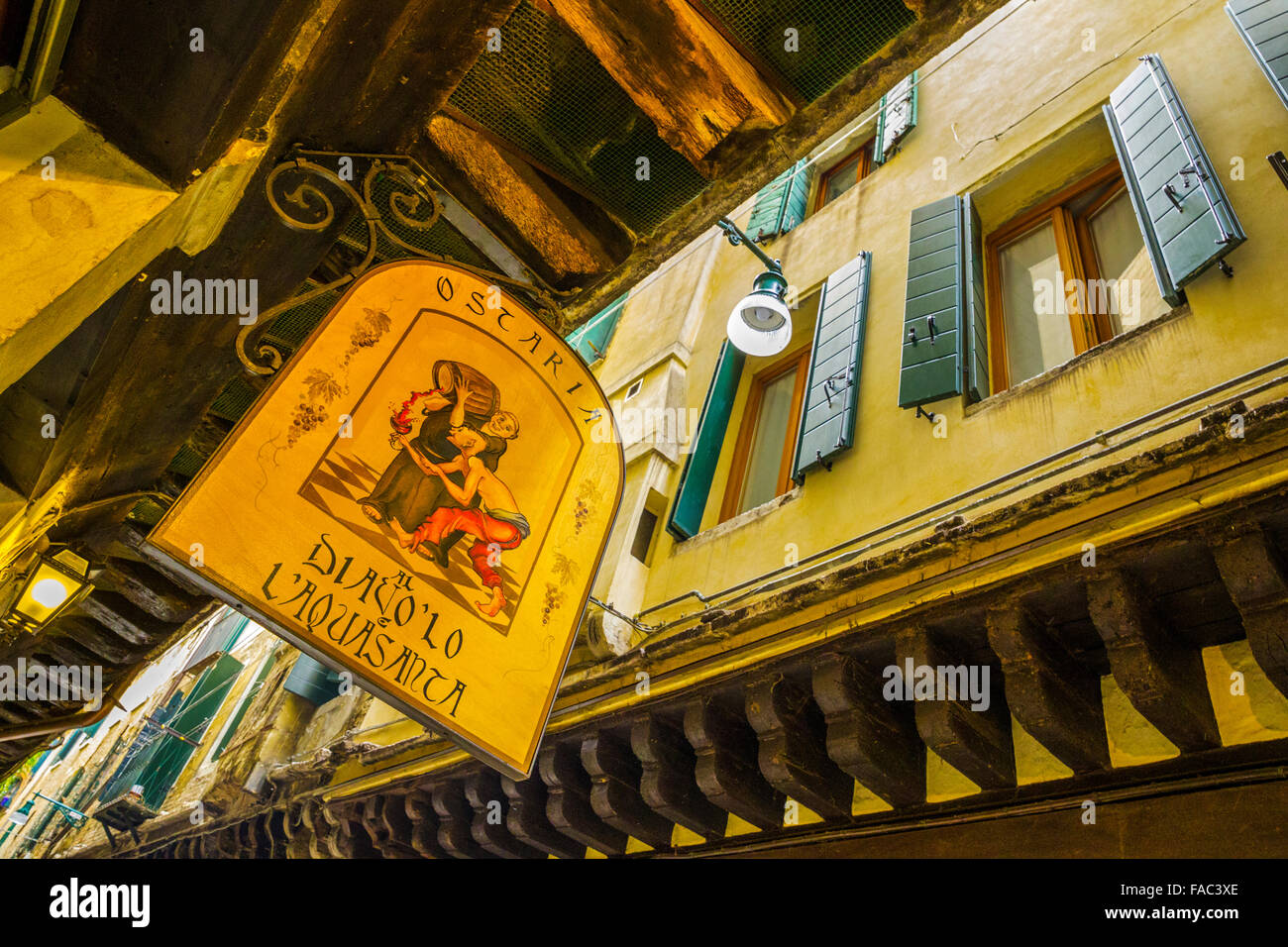 wine shop sign, Venice Stock Photo - Alamy