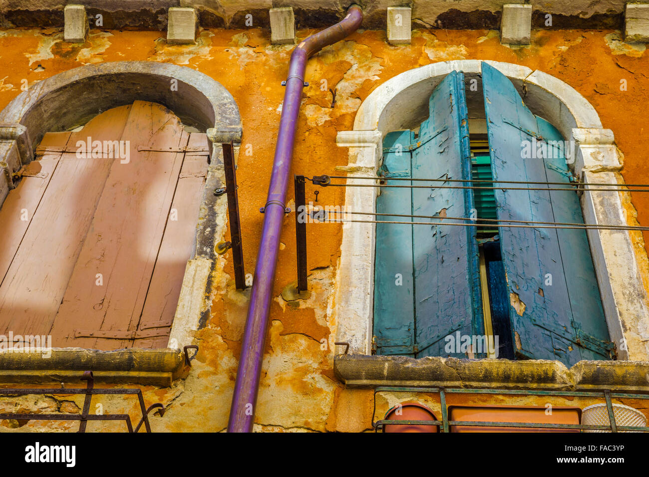 rustic wooden window shutters, Venice Stock Photo - Alamy
