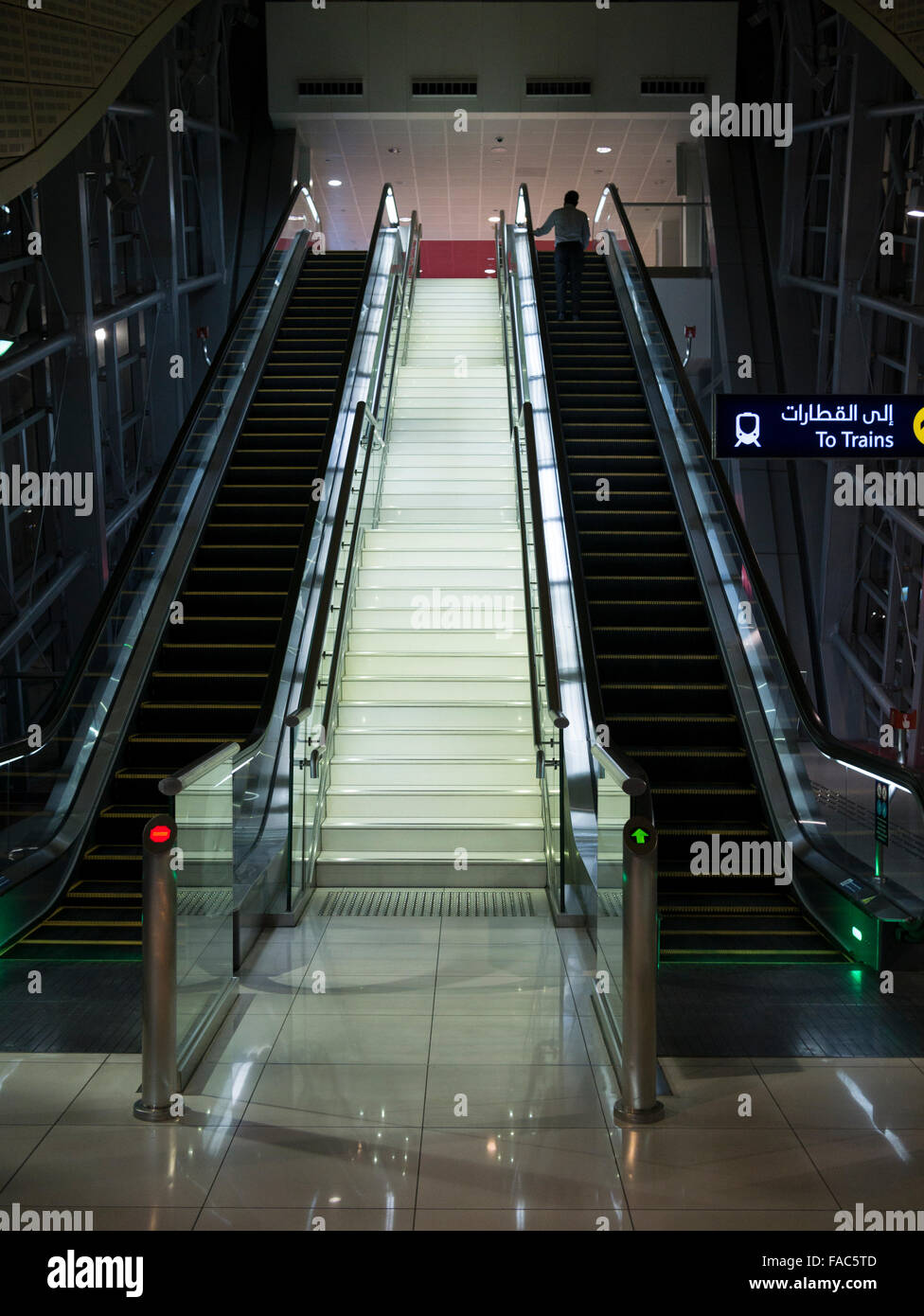 White stairs leading to Metro Station train departures in Dubai, United ...