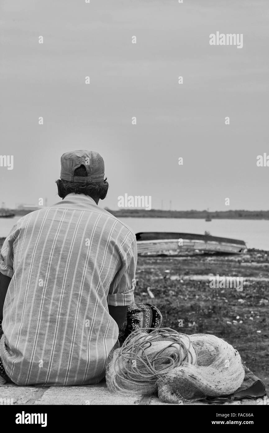 View fisherman in fish Black and White Stock Photos & Images - Alamy