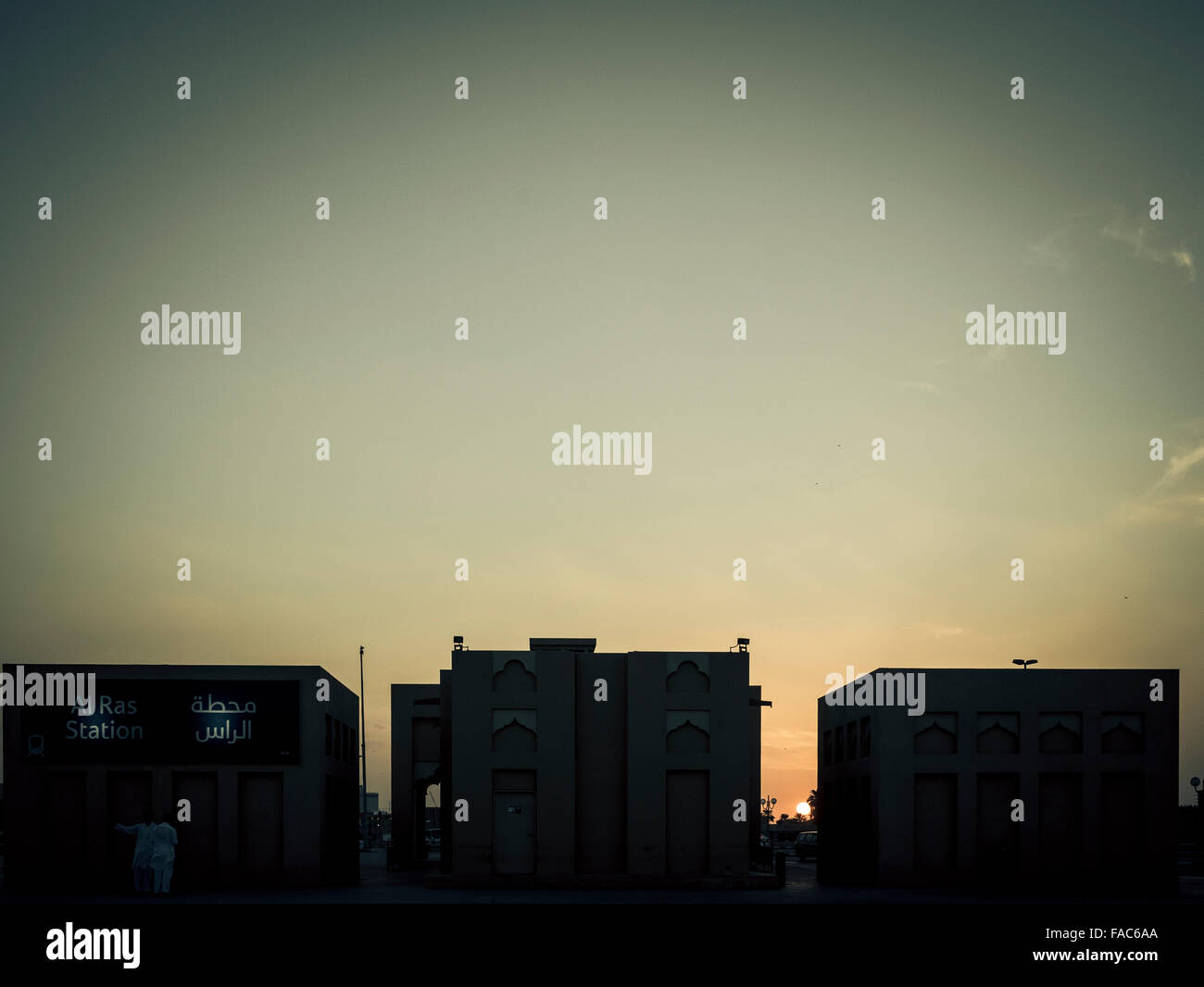 Dubai Commuter Train Metro Station Al Ras at Sunset, United Arab ...