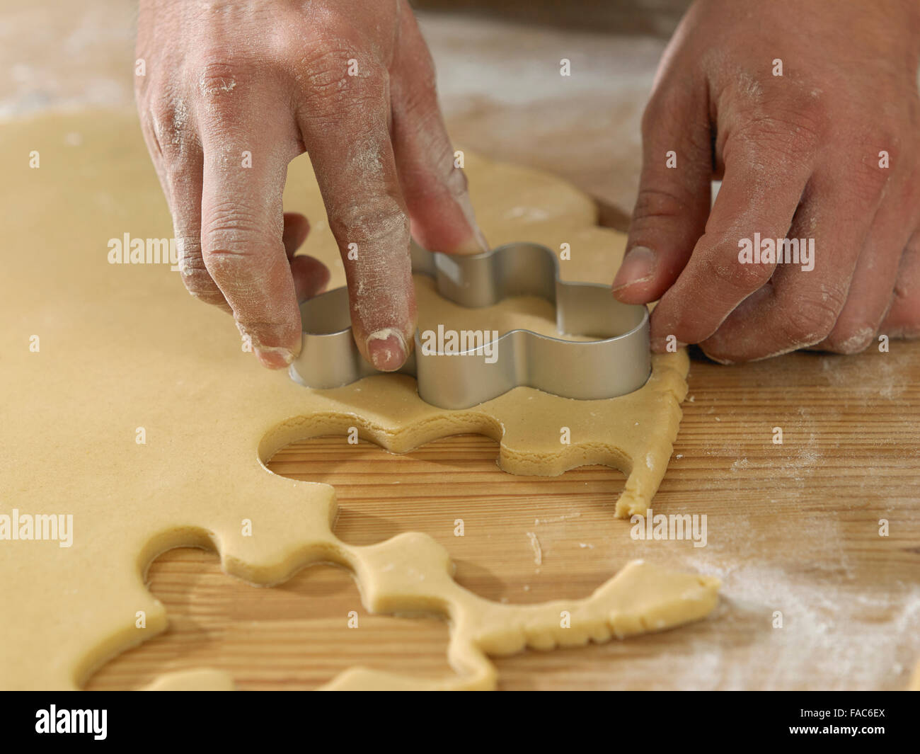 cutting cookies dough homemade for christmas Stock Photo - Alamy