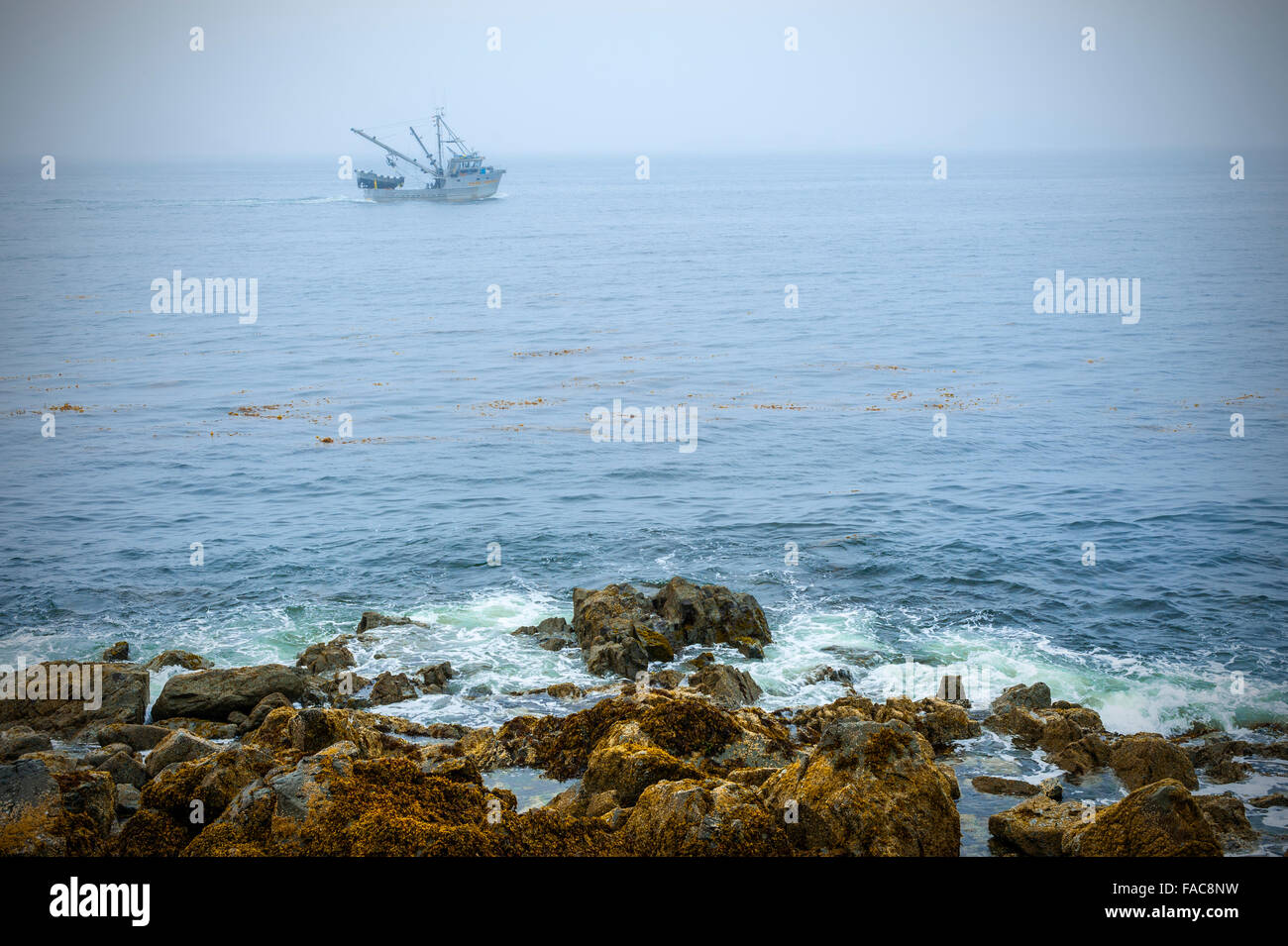 Commercial fishing purse seiner making it's way through Sitka Sound ...