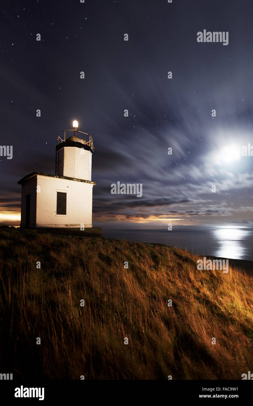 Cattle Point Lighthouse under starry sky, San Juan Island, San Juan ...