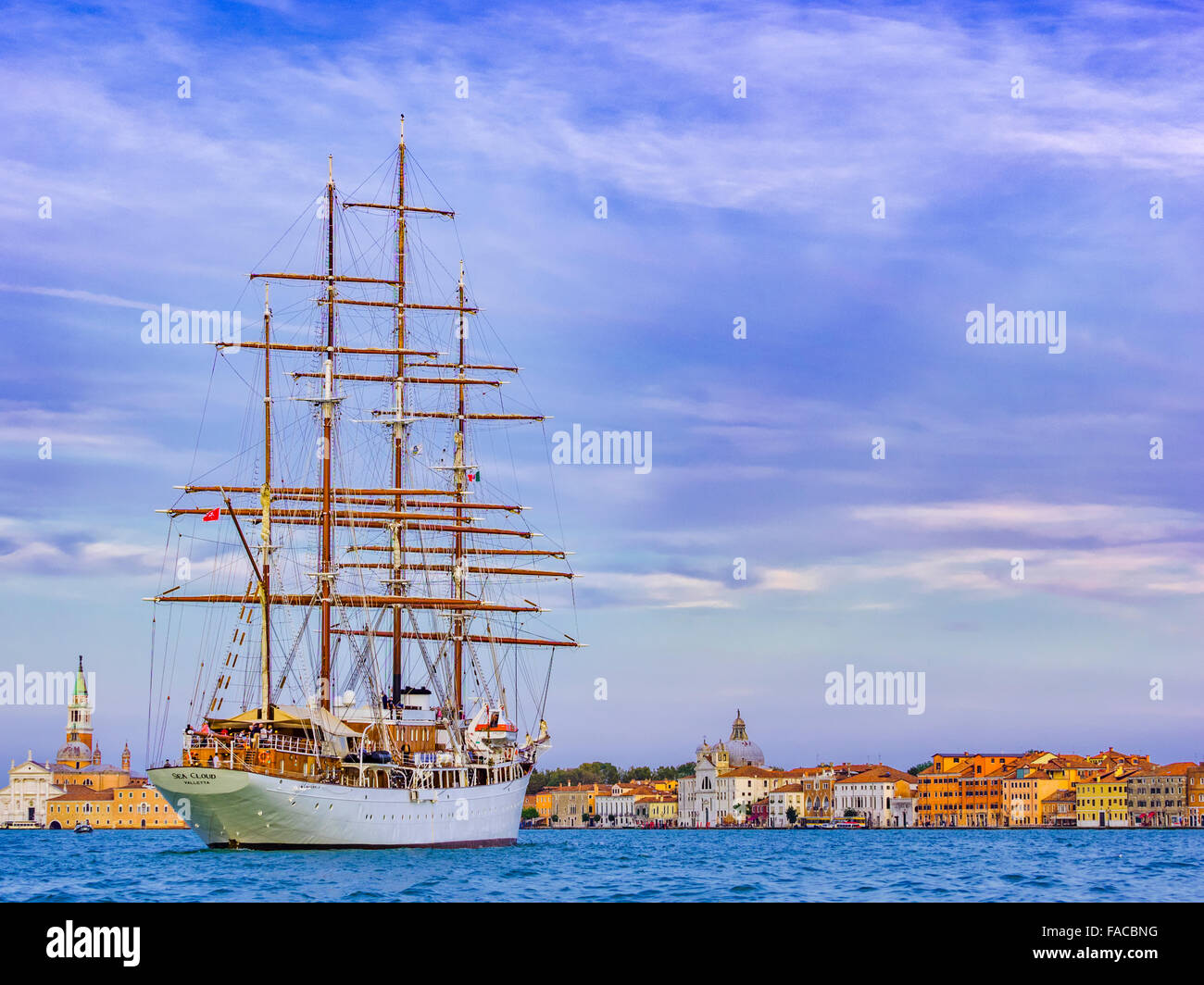 Four masted sailing ship seen off Venice, Italy Stock Photo - Alamy