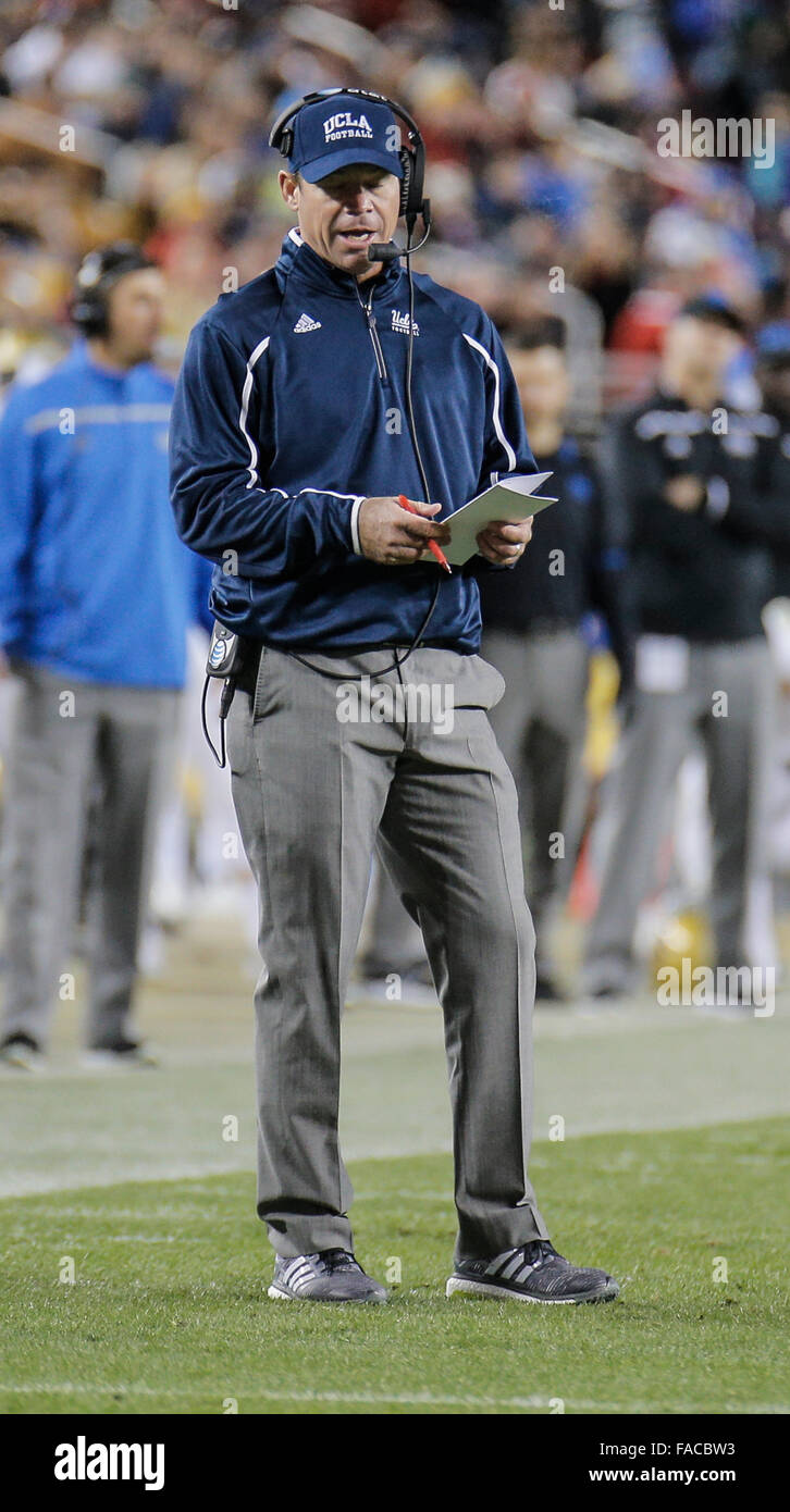 Santa Clara, USA, CA. 26th Dec, 2015. UCLA Head Coach Jim Mora during ...