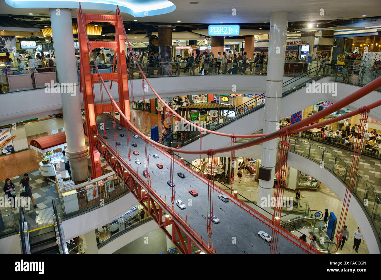 Golden Gate Bridge replica in the Terminal 21 Mall in Bangkok, Thailand ...