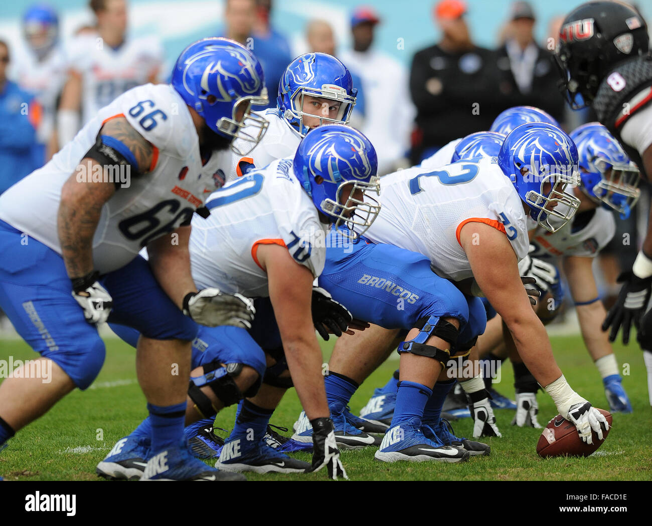San Diego, CA. 23rd Dec, 2015. Broncos quarterback (4) Brett Rypien in ...