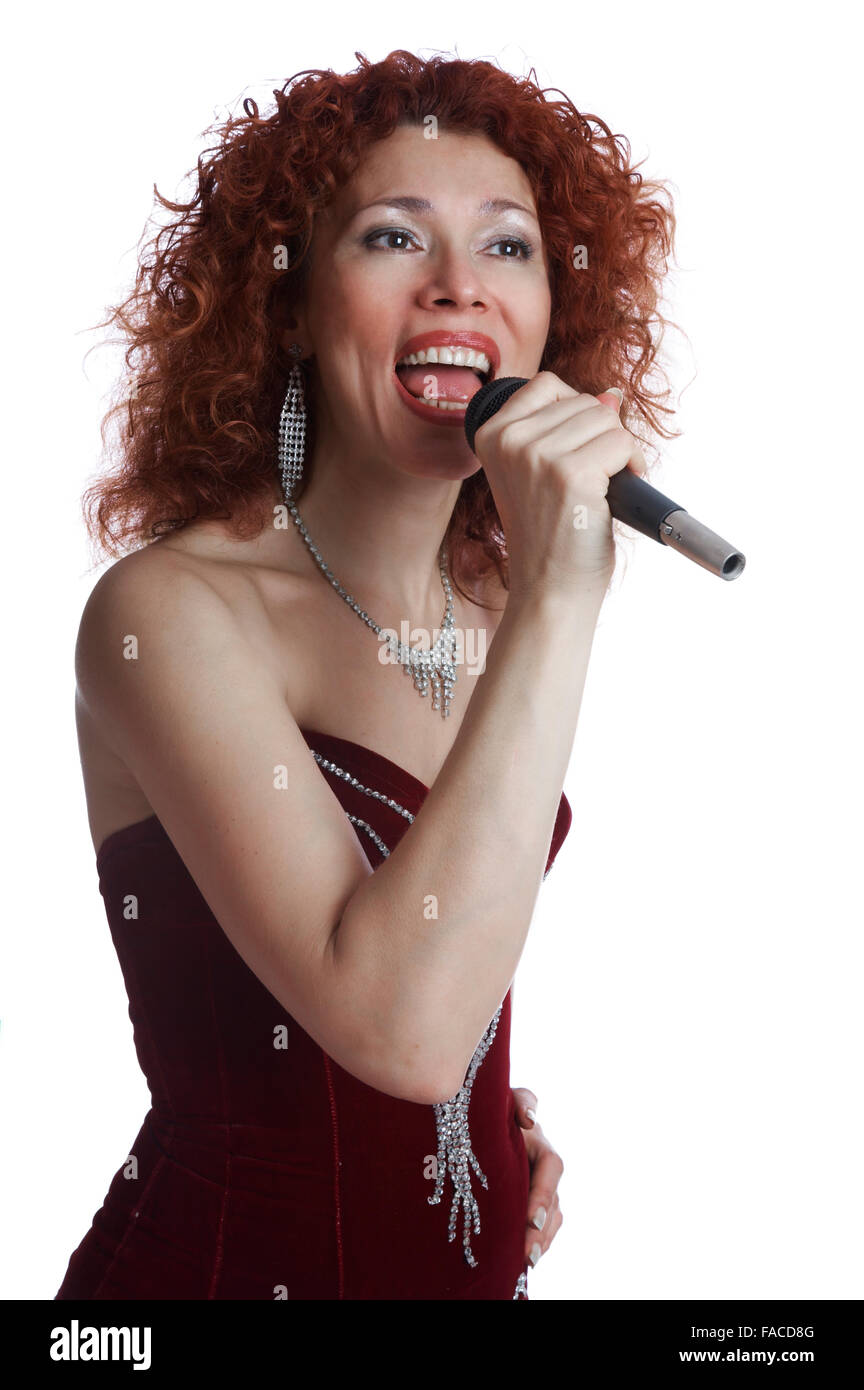 The beautiful singer in a velvet dress Stock Photo - Alamy