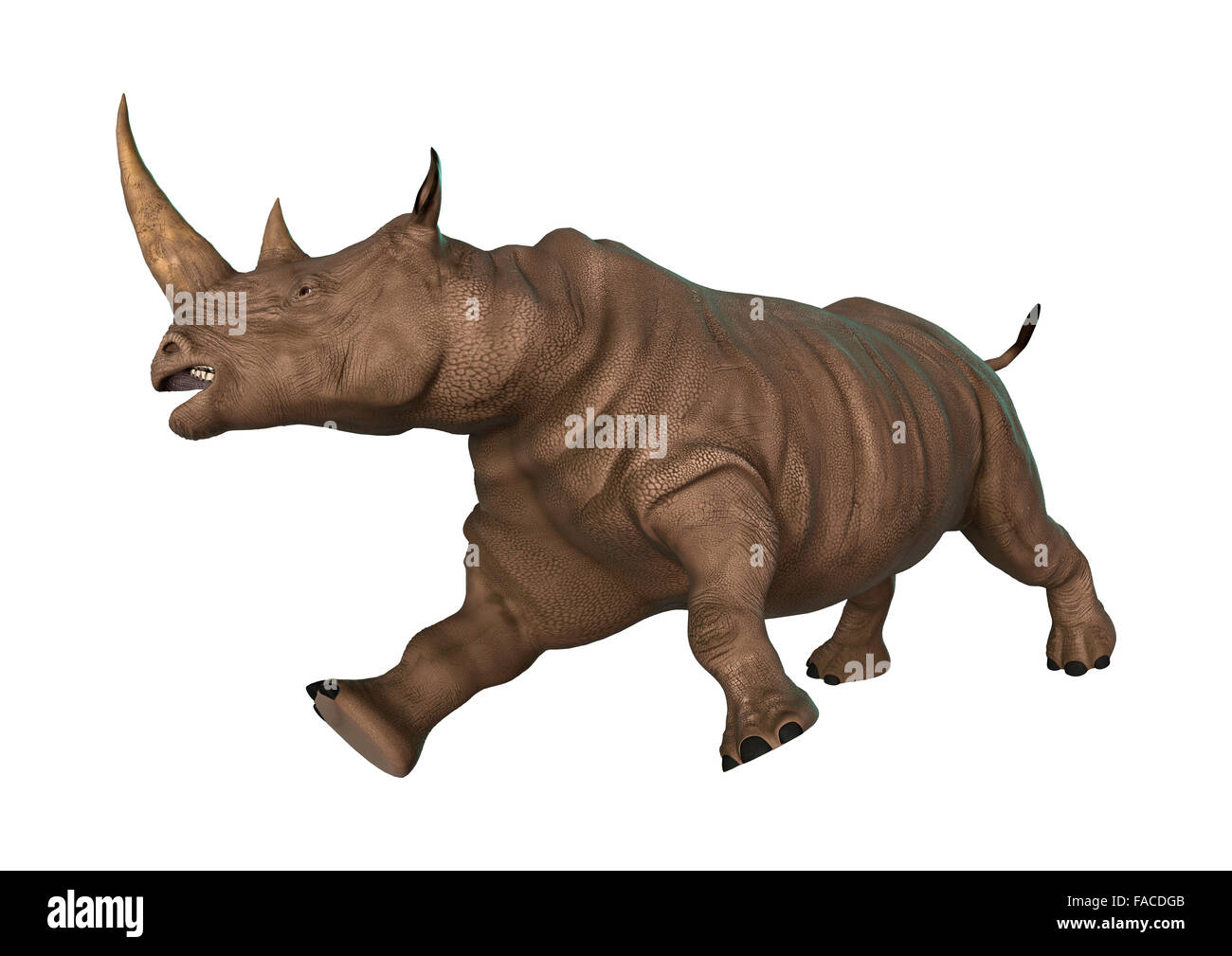 3D digital render of a wild rhinoceros isolated on white background ...