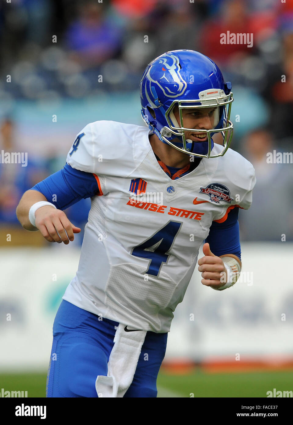 San Diego, CA. 23rd Dec, 2015. Broncos quarterback (4) Brett Rypien in ...