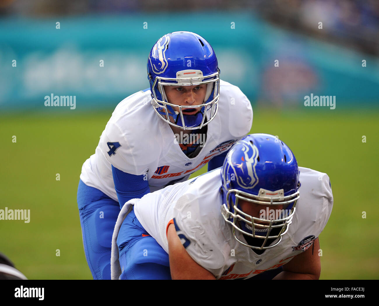 San Diego, CA. 23rd Dec, 2015. Broncos quarterback (4) Brett Rypien in ...