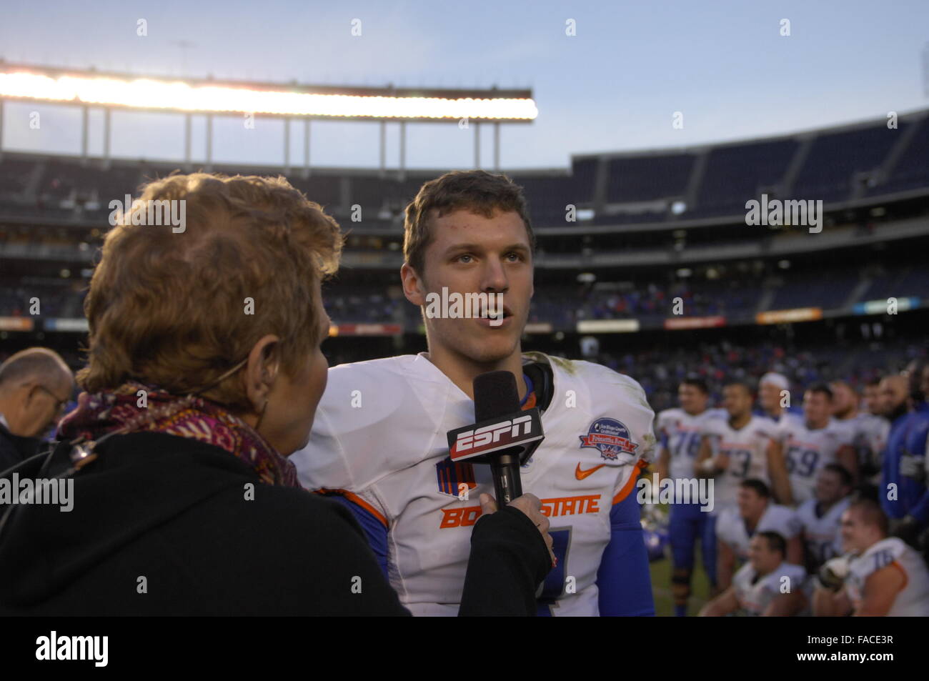 San Diego, CA. 23rd Dec, 2015. Broncos quarterback (4) Brett Rypien in ...