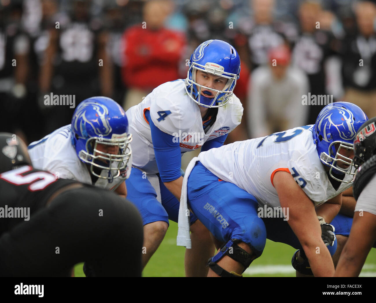 San Diego, CA. 23rd Dec, 2015. Broncos quarterback (4) Brett Rypien in ...