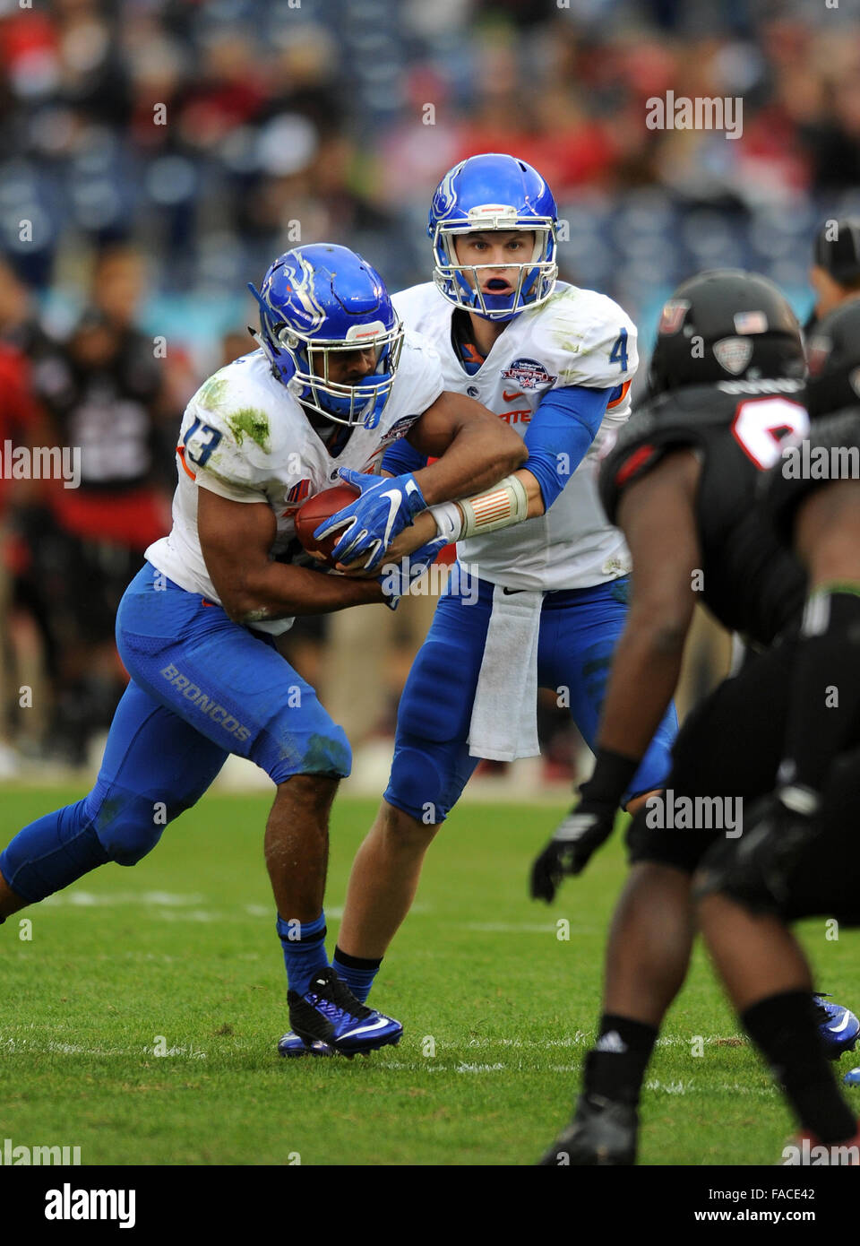 San Diego, CA. 23rd Dec, 2015. Broncos quarterback (4) Brett Rypien ...