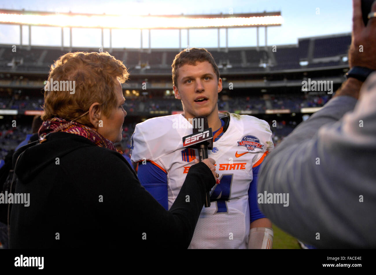 San Diego, CA. 23rd Dec, 2015. Broncos quarterback (4) Brett Rypien in ...