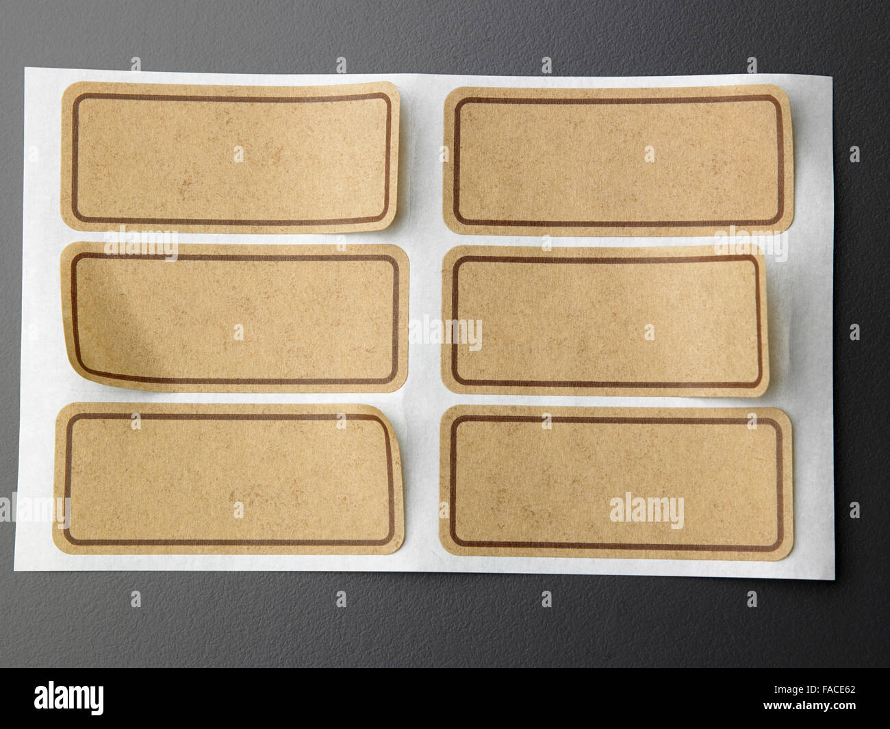 Six of blank brown color sticker Stock Photo - Alamy