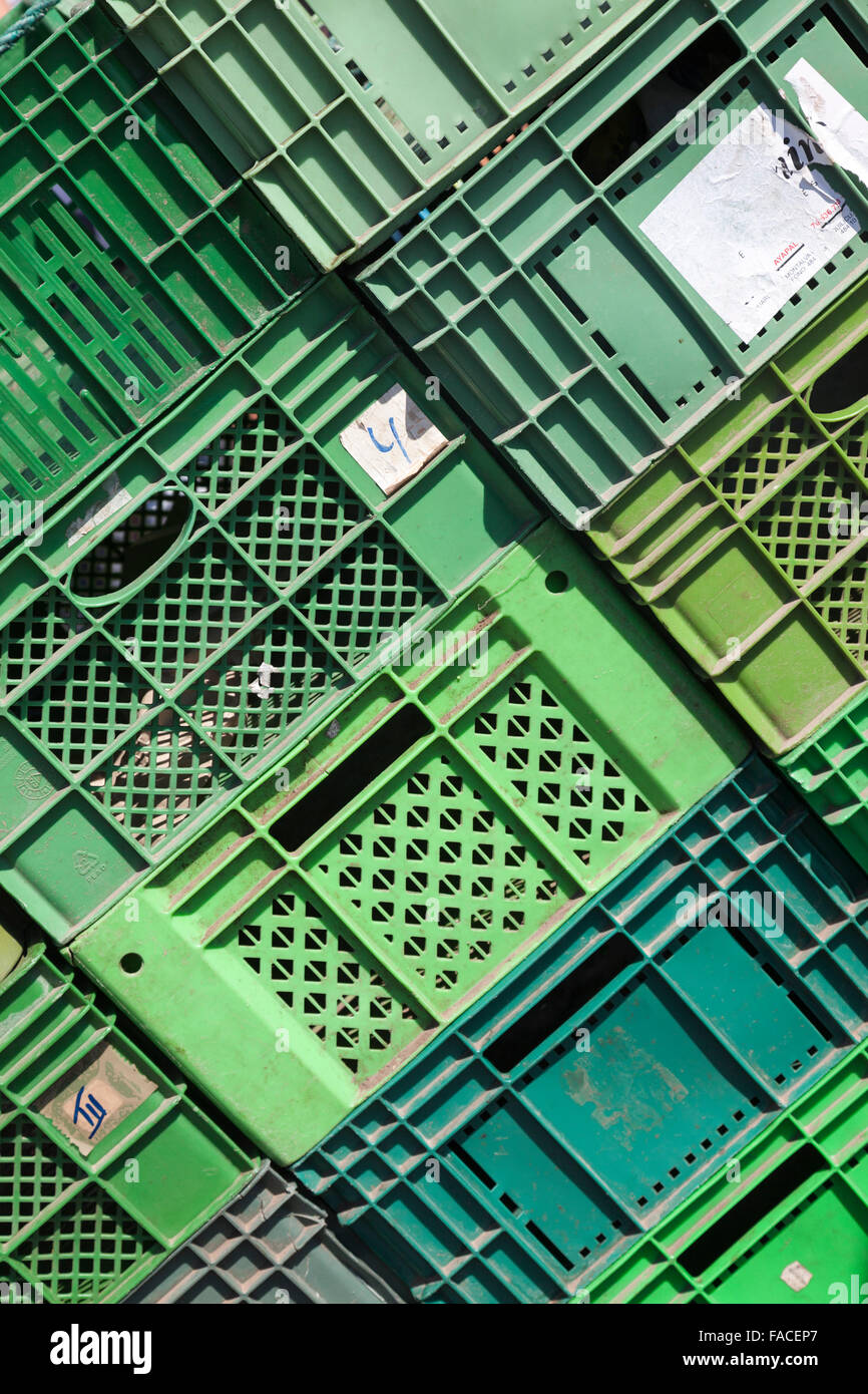 Plastic crates stacked hi-res stock photography and images - Alamy
