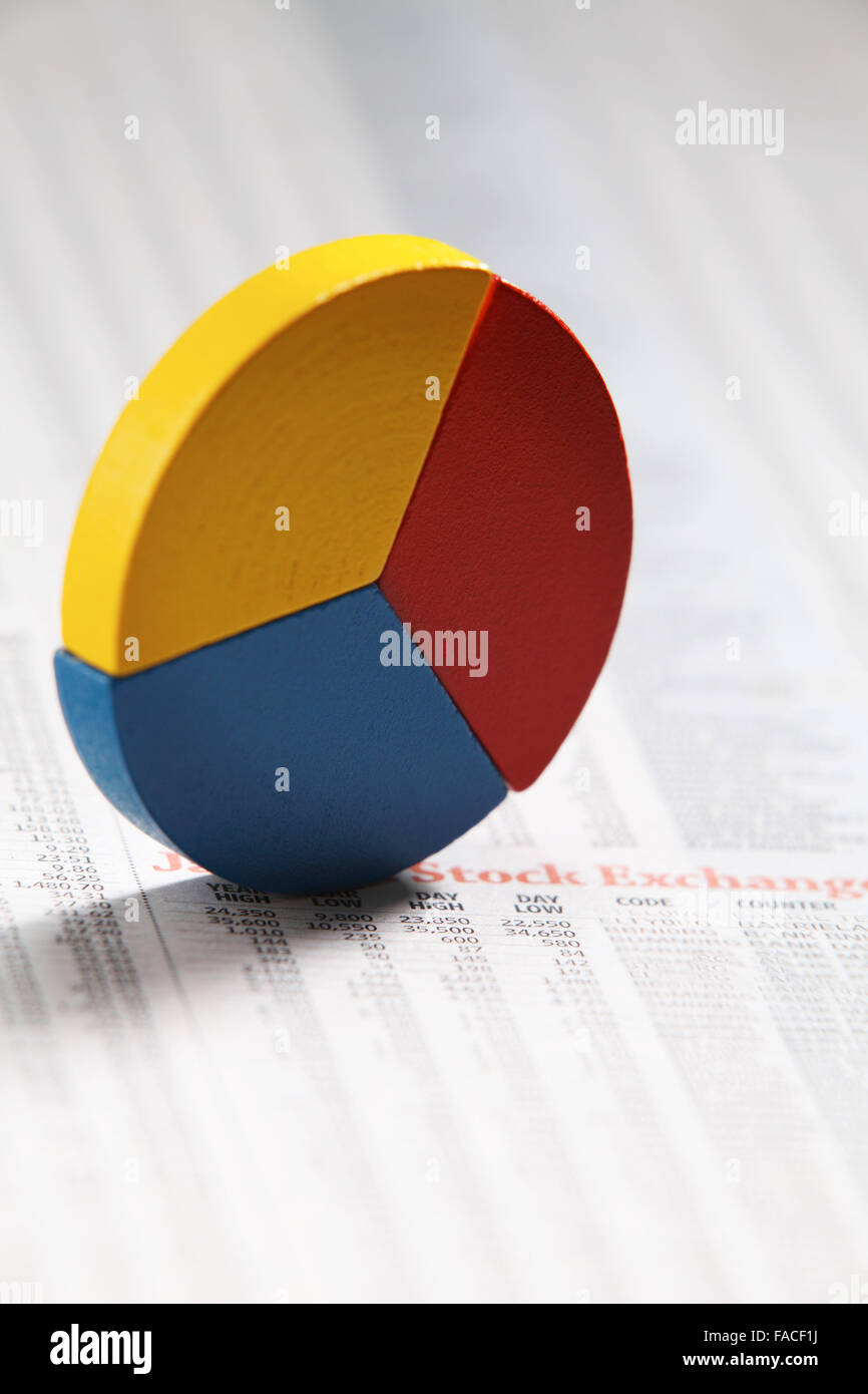 colorful wooden chart on the news paper Stock Photo - Alamy