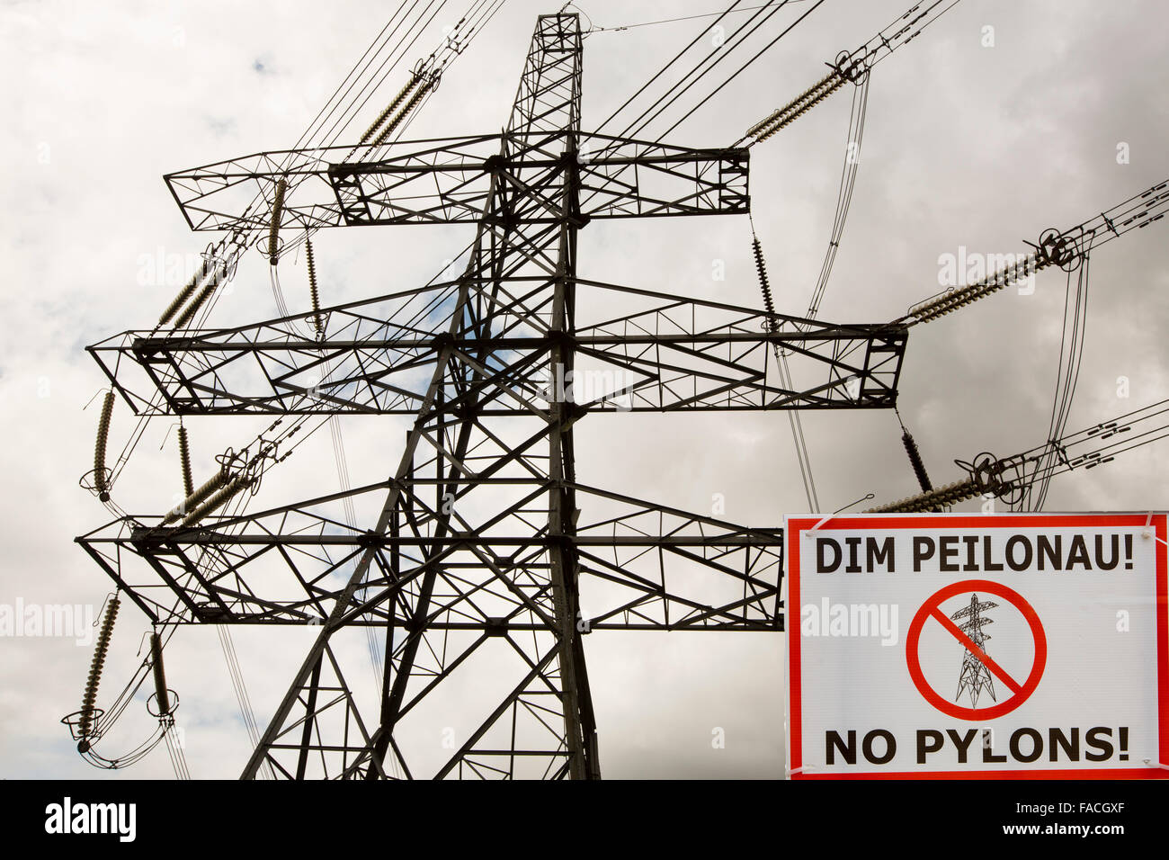 A pylon and protest sign Stock Photo - Alamy