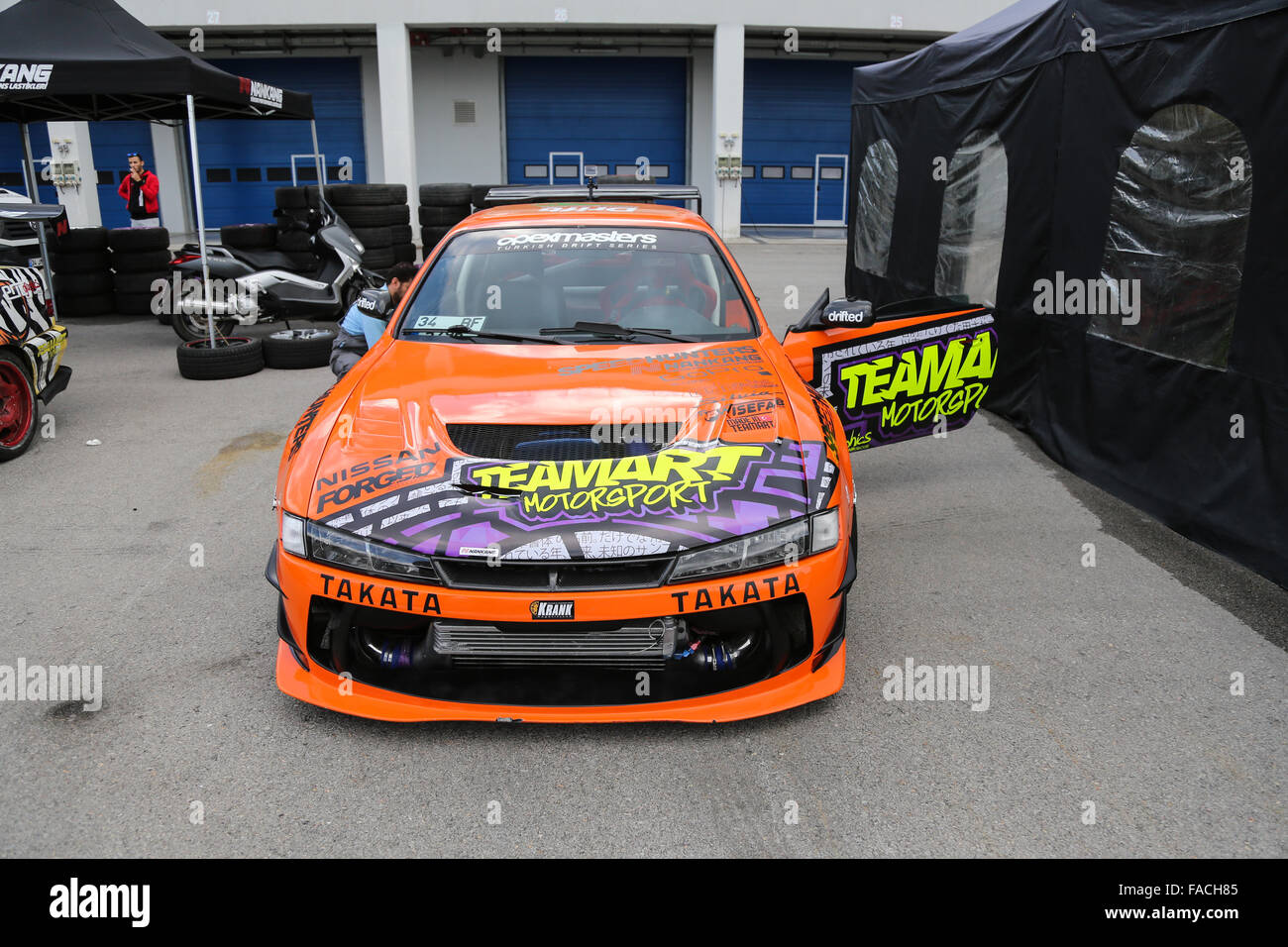 Drift car in garage during FIA World Rallycross Championship Stock ...