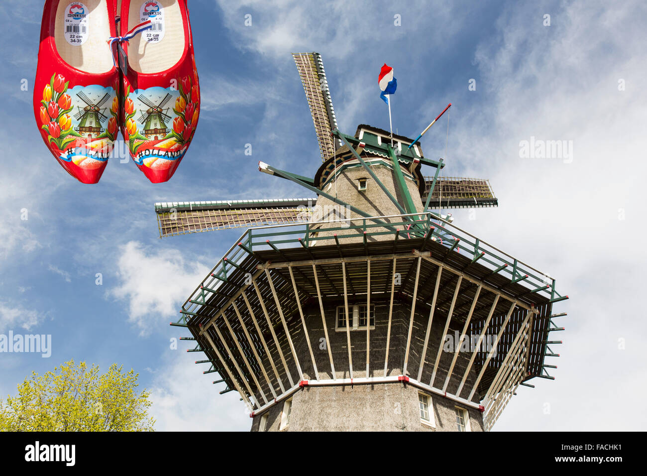 A large wooden windmill in Amsterdam, Netherlands. Most windmills were ...