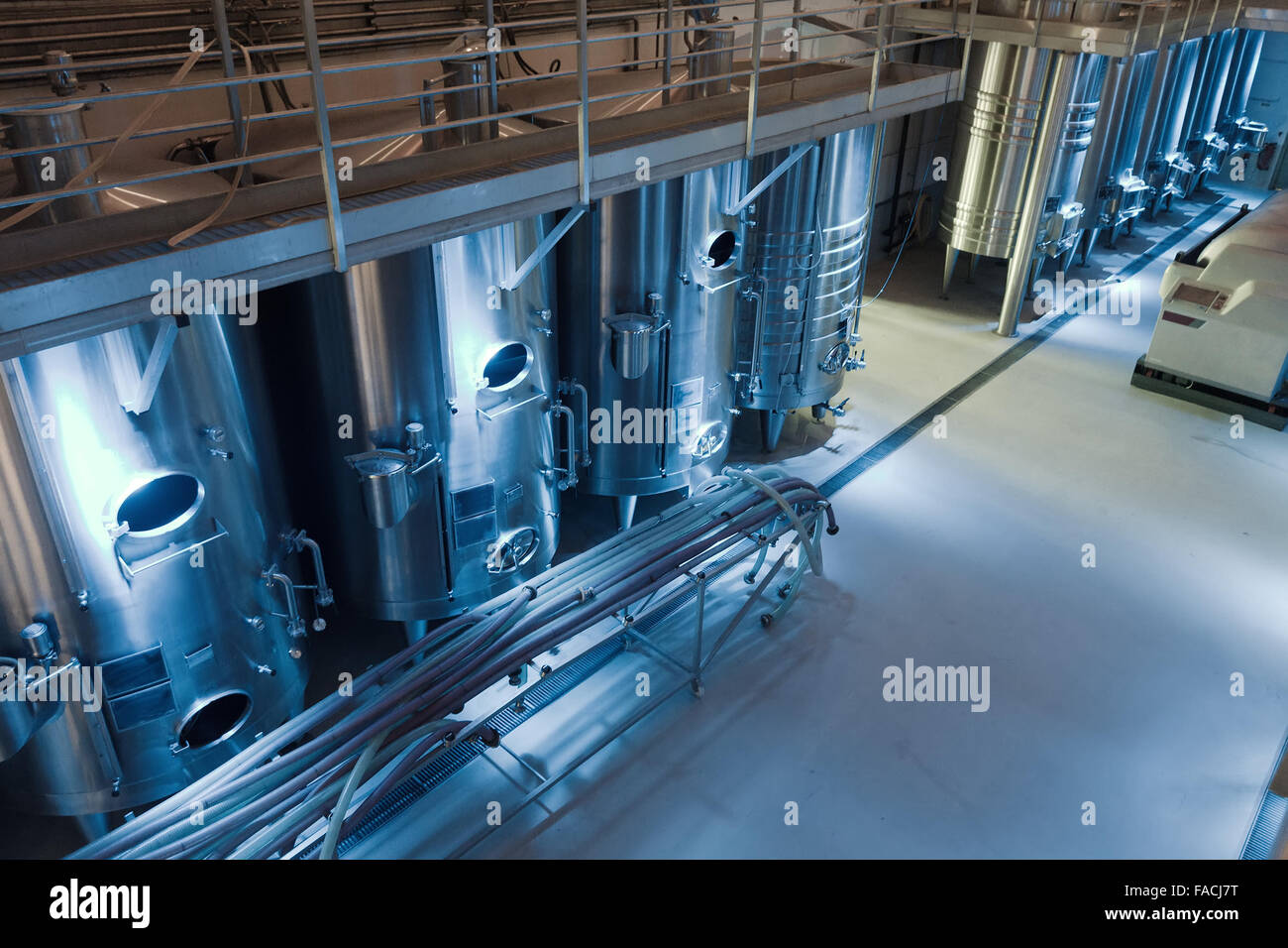Modern stell barrels in interior of contemporary winery factory Stock ...